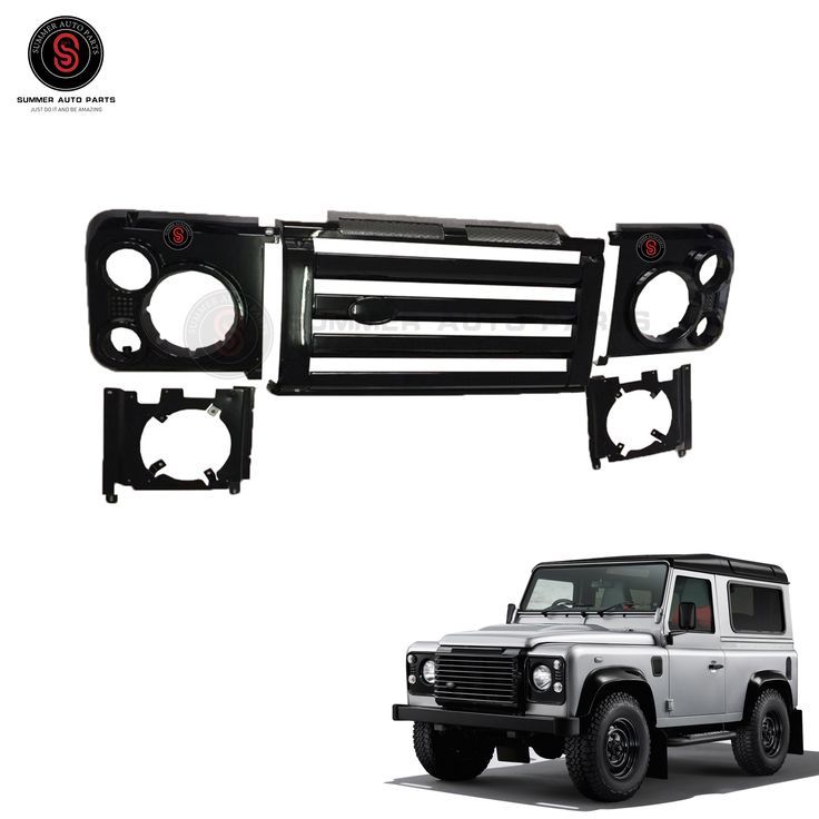 Land Rover Defender Grill fits with OE headlights (Gloss Black ...